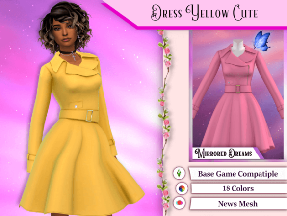 Sims 4 dress yellow cute - MiCat Game