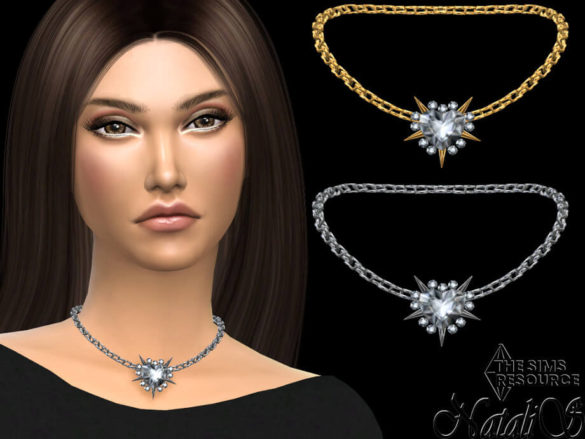 Sims 4 Spiked crystal heart necklace by NataliS - MiCat Game