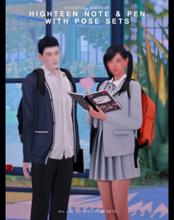 The Sims 4 bedmusaehighteen note and pen with pose sets - MiCat Game